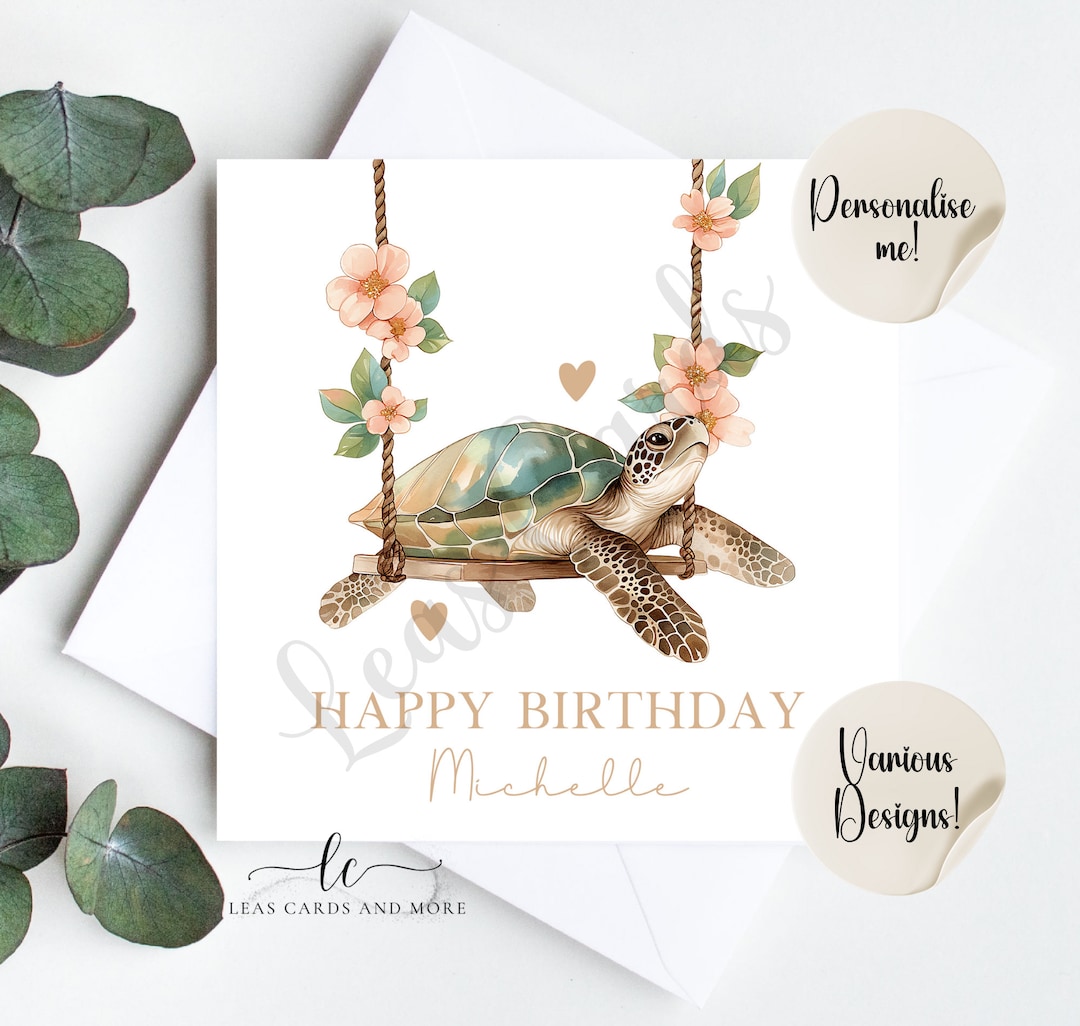 VARIOUS DESIGNS Handmade Baby Turtle Theme Happy Birthday Card, Can Be ...