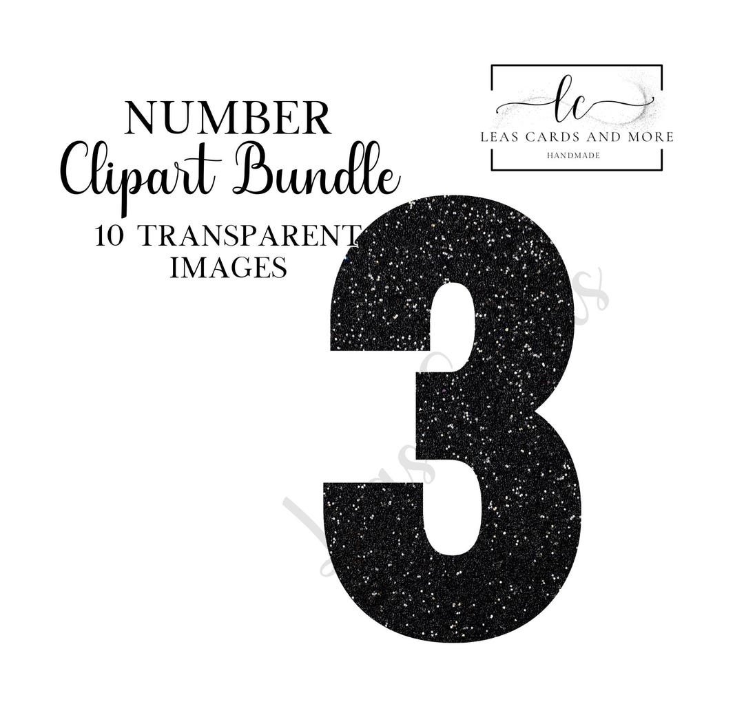 Black Glitter Numbers Clipart - 26 PNG Files *** DIGITAL DOWNLOAD ...