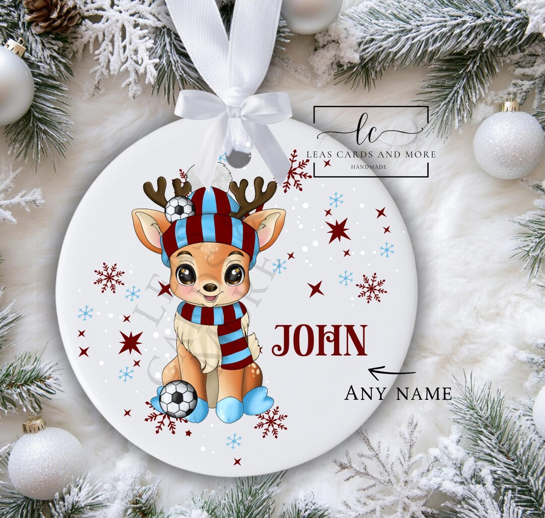 VARIOUS COLOURS - Handmade Football Reindeer Christmas Bauble -football ...