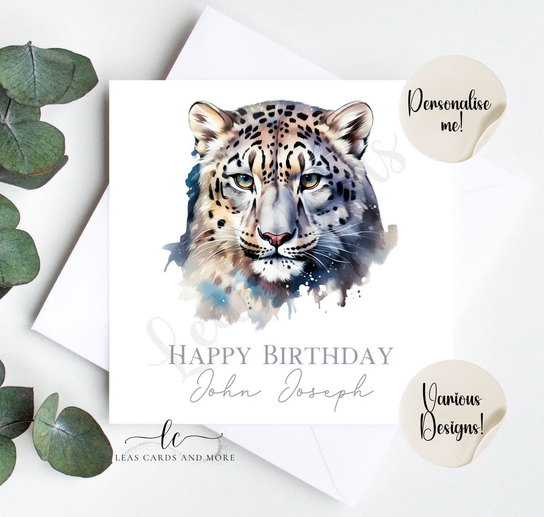 VARIOUS SNOW LEOPARD Designs Handmade Snow Leopard Theme Happy Birthday ...