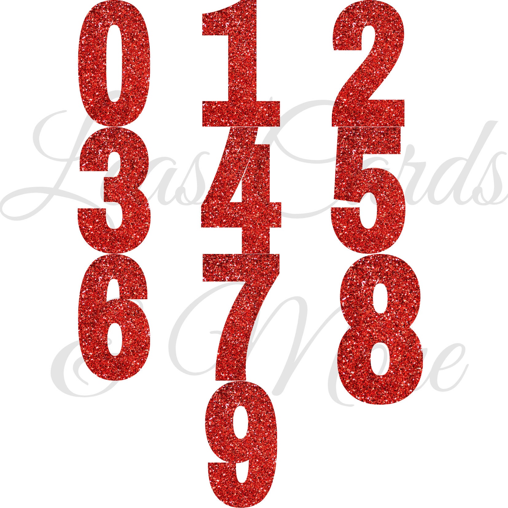Red Glitter Numbers Clipart 26 PNG Files DIGITAL - Etsy