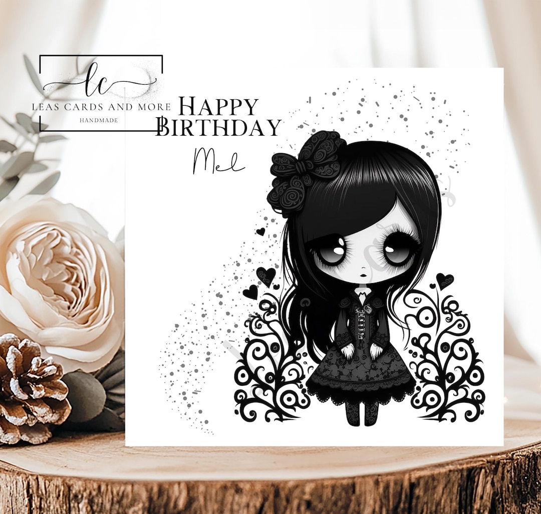 Gothic Girl Theme Happy Birthday Card, Gothic Birthday Card, Gothic ...