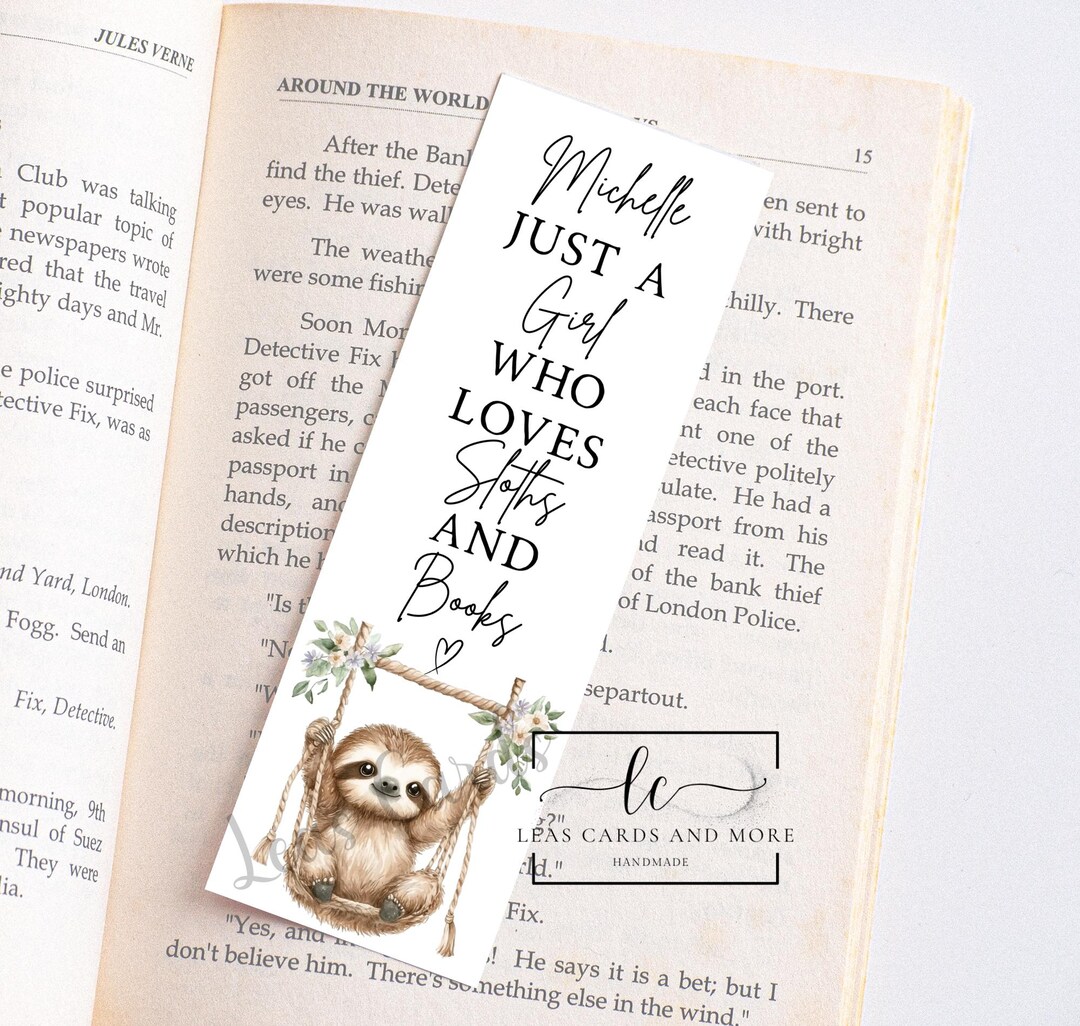 Personalized Sloth Bookmark: Handmade Laminated Bookmark - Etsy