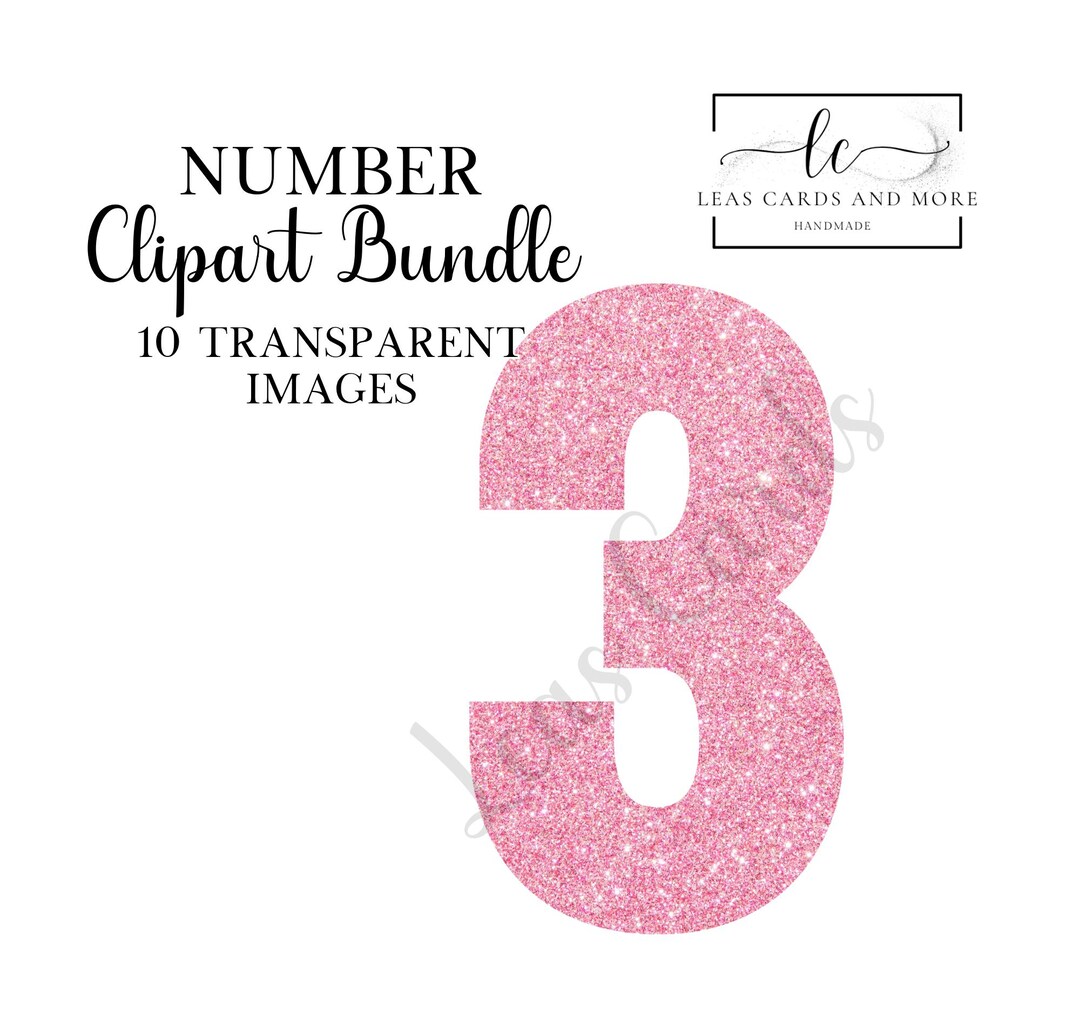 Pink Glitter Numbers Clipart - 26 PNG Files *** DIGITAL DOWNLOAD ...
