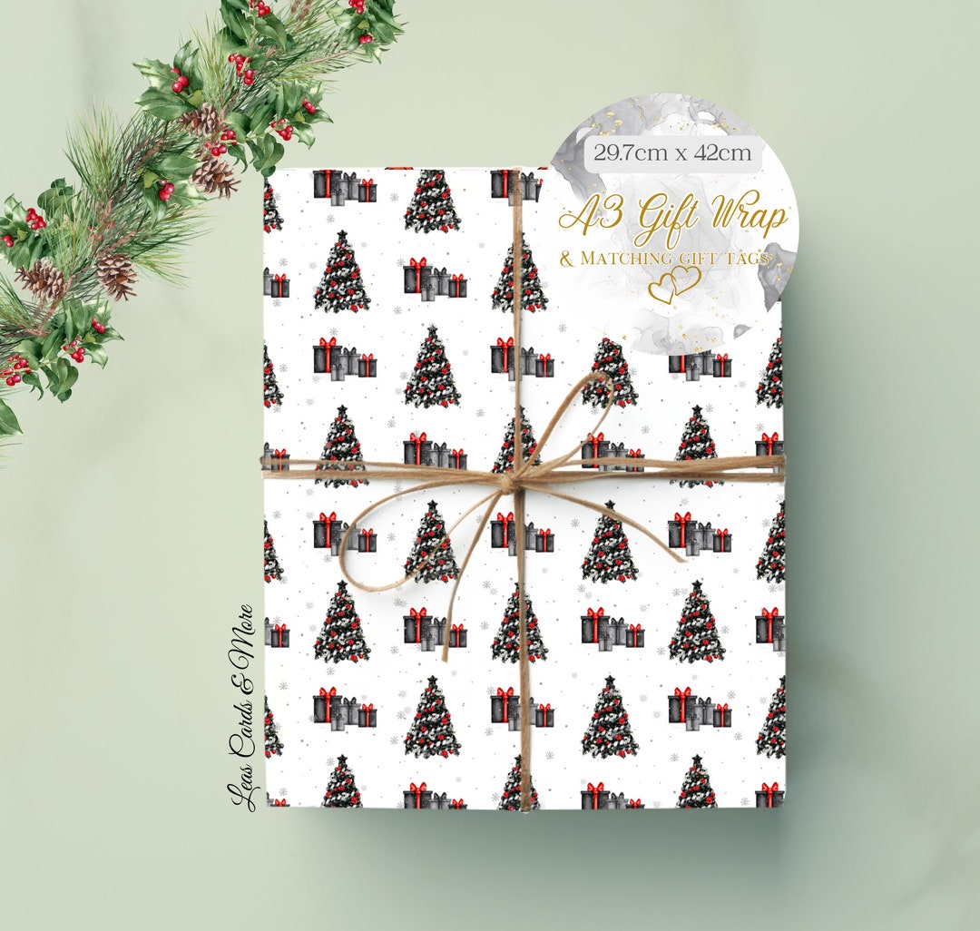 Goth/skull Christmas A3 Wrapping Paper Gothic Christmas Tree A3 Gift ...