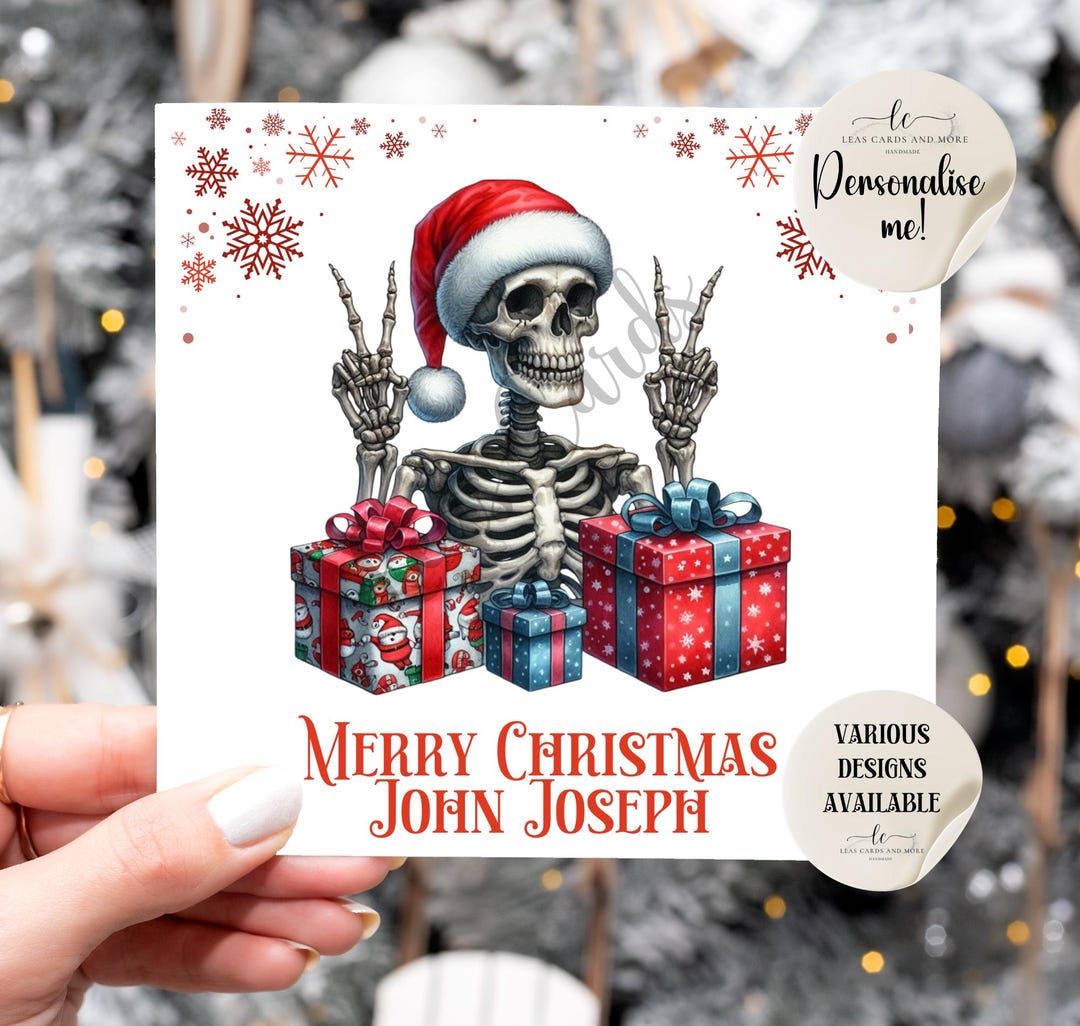 VARIOUS DESIGNS Skeleton Christmas Card, Skull Christmas, Christmas ...