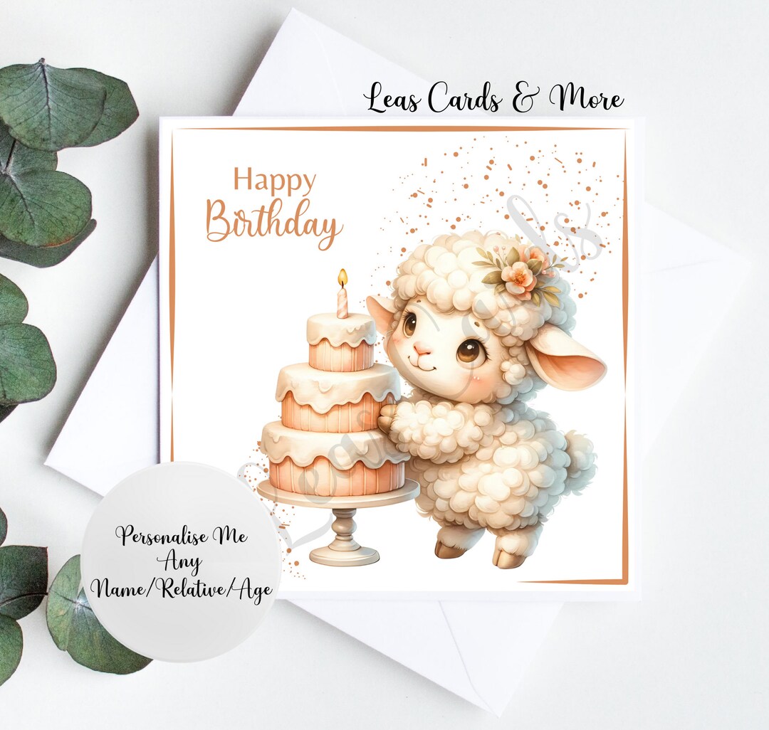 Handmade Birthday Sheep Happy Birthday Card, Sheep Happy Birthday Card ...