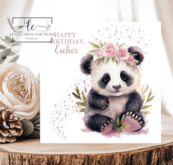 Panda And Butterflies For Girls Printable Birthday Cards