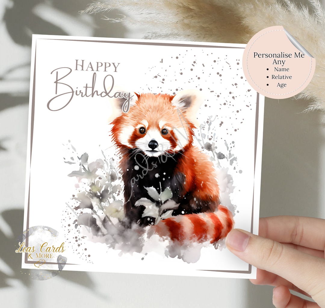 Red Panda Happy Birthday Greeting Card Red Panda Birthday - Etsy UK