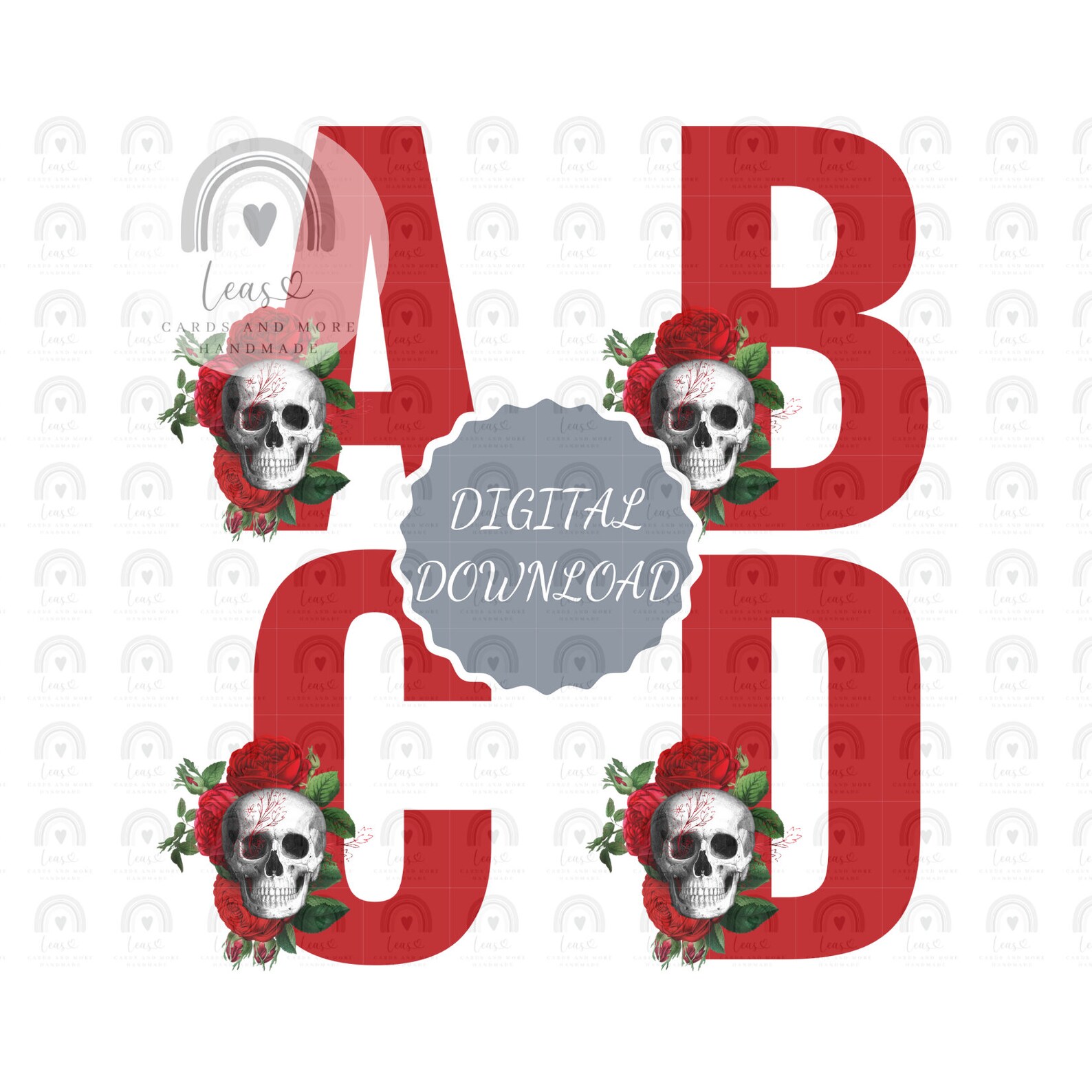 Red Skull Alphabet Clipart DIGITAL DOWNLOAD Skull - Etsy