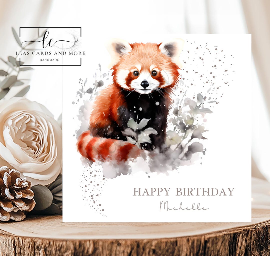 VARIOUS Red PANDA DESIGNS - Red Panda Happy Birthday Greeting Card, Red ...