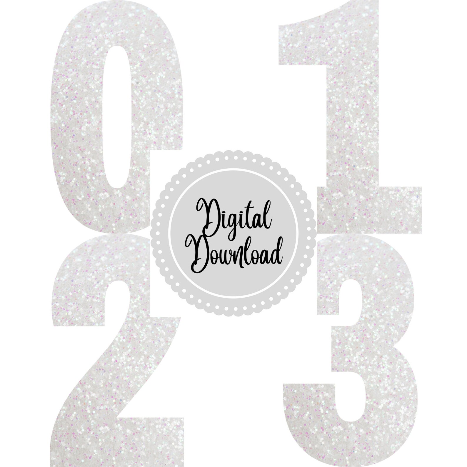 White Glitter Numbers Clipart 26 PNG Files DIGITAL - Etsy Canada
