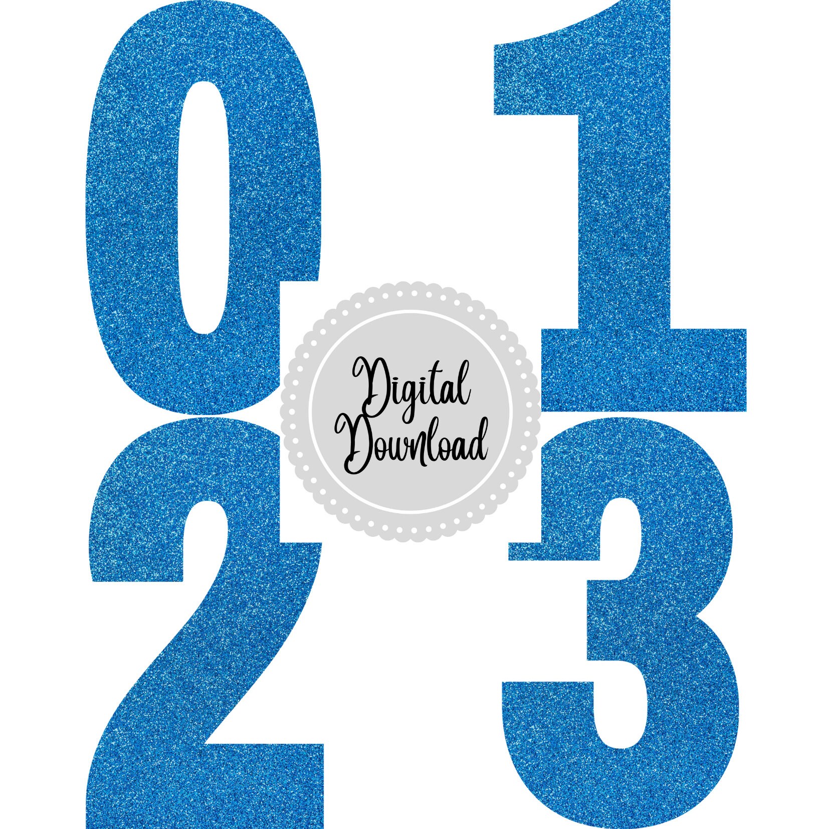 Blue Glitter Numbers Clipart 26 PNG Files DIGITAL - Etsy Australia