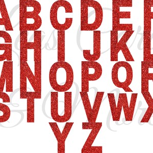 Red Glitter Clipart - 26 PNG Files *** DIGITAL DOWNLOAD ***, Alphabet ...