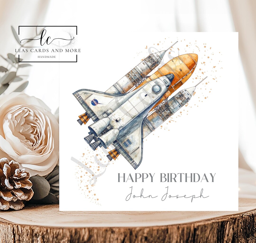 Handmade Space Rocket Happy Birthday Card, Rocket Happy Birthday Card ...