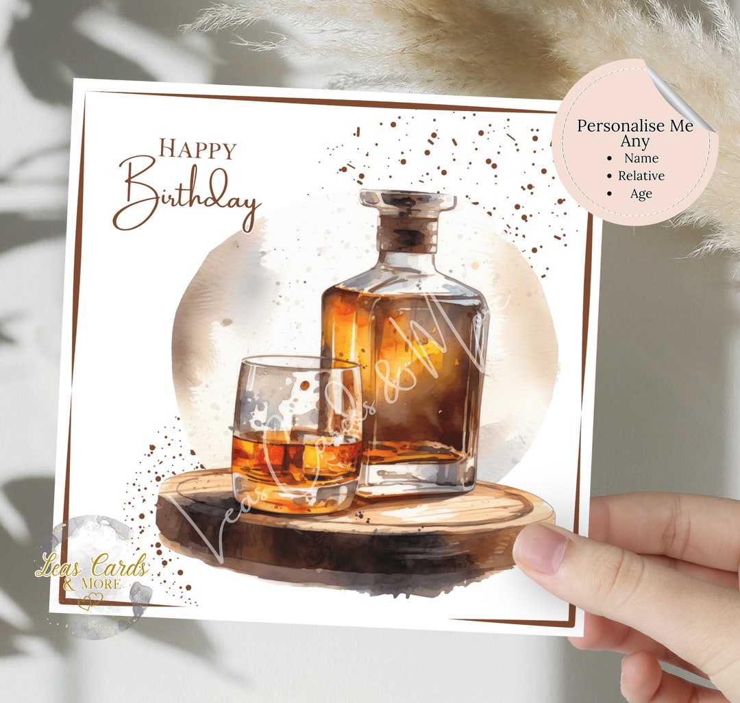 VARIOUS DESIGNS Whiskey Happy Birthday Card, Whiskey Birthday Card ...