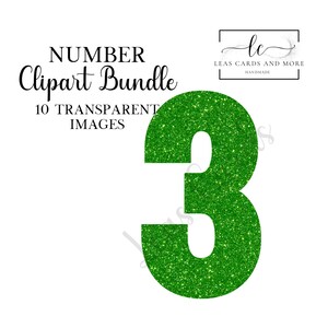 Green Glitter Numbers Clipart - 26 PNG Files *** DIGITAL DOWNLOAD ...
