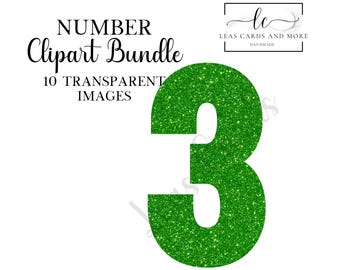 Digital Glitter Numbers Clipart - Etsy
