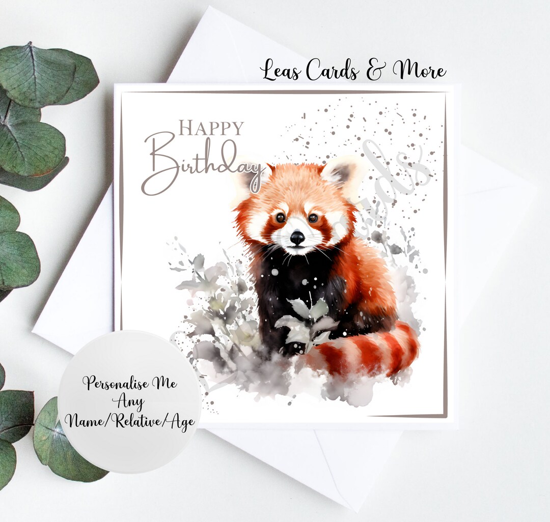 VARIOUS DESIGNS Red Panda Happy Birthday Greeting Card, Red Panda ...