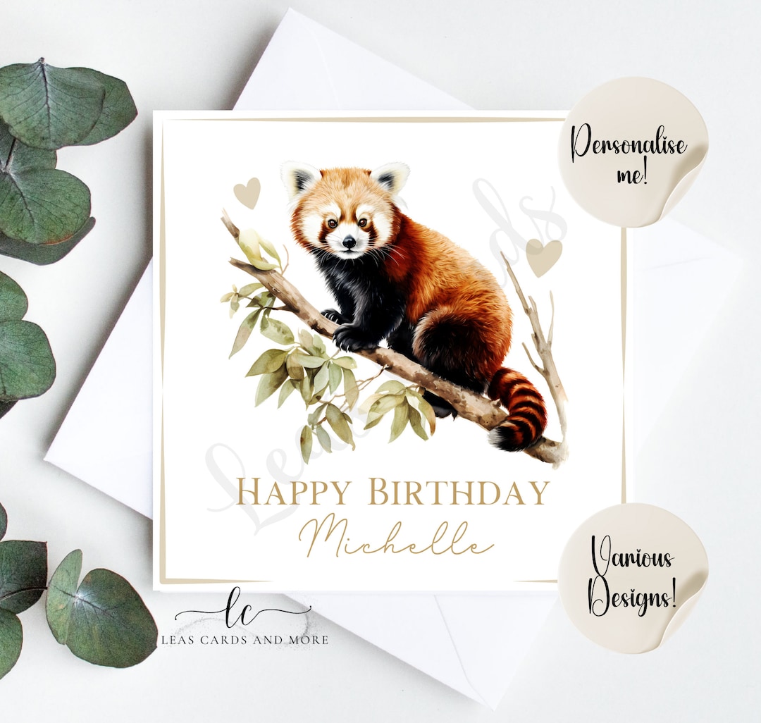VARIOUS Red PANDA DESIGNS Red Panda Happy Birthday Greeting Card, Red ...