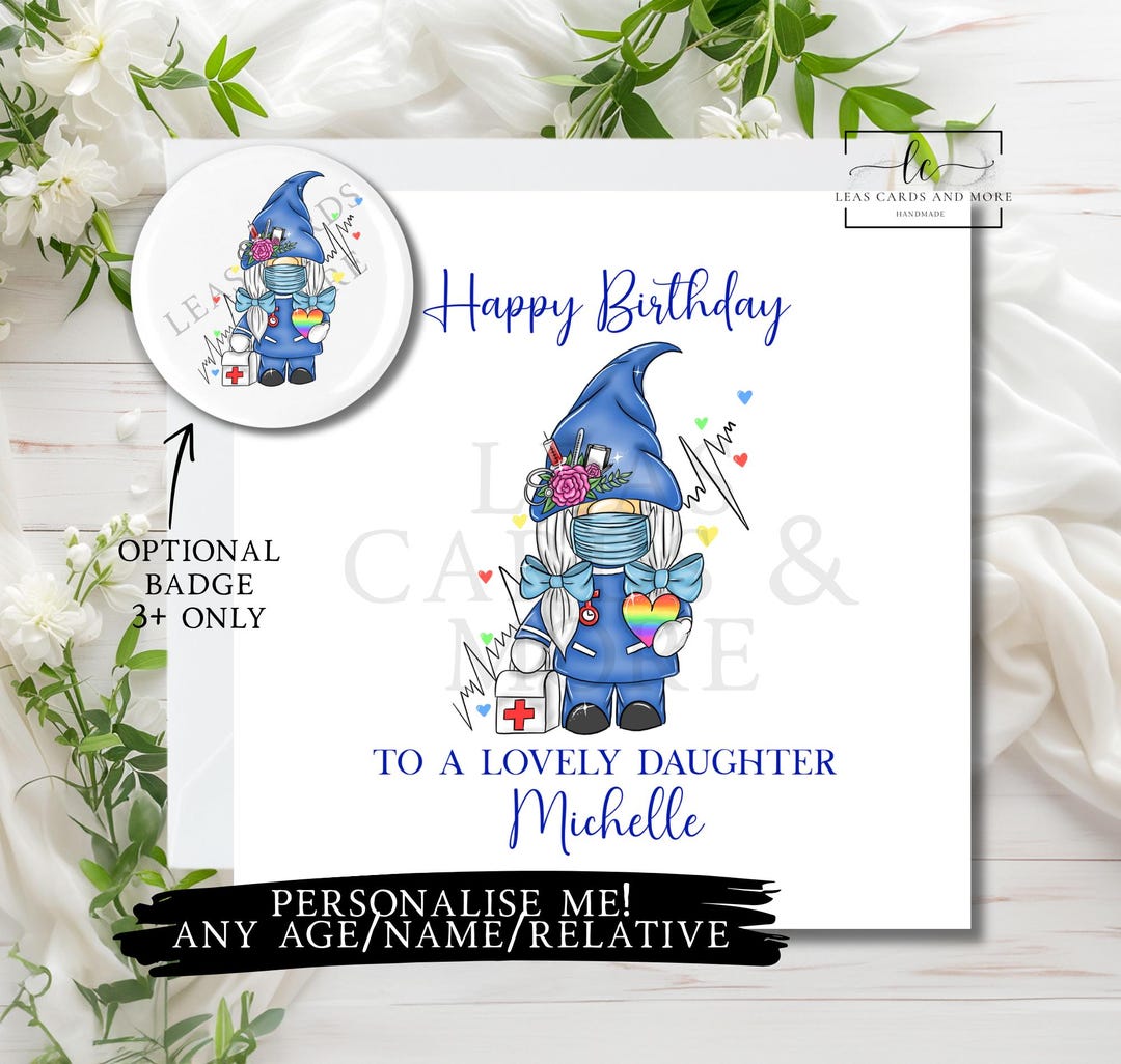 Nurse Blue Scrubs Happy Birthday Card, Nurse Birthday Card, Midwife ...
