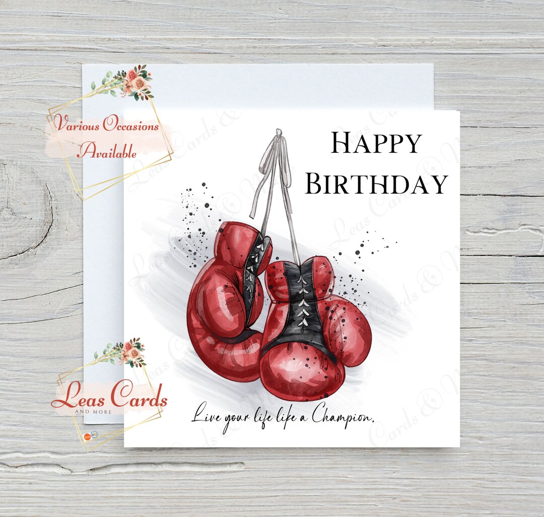 Boxing Glove Theme Happy Birthday Card Can Be Personalised - Etsy UK