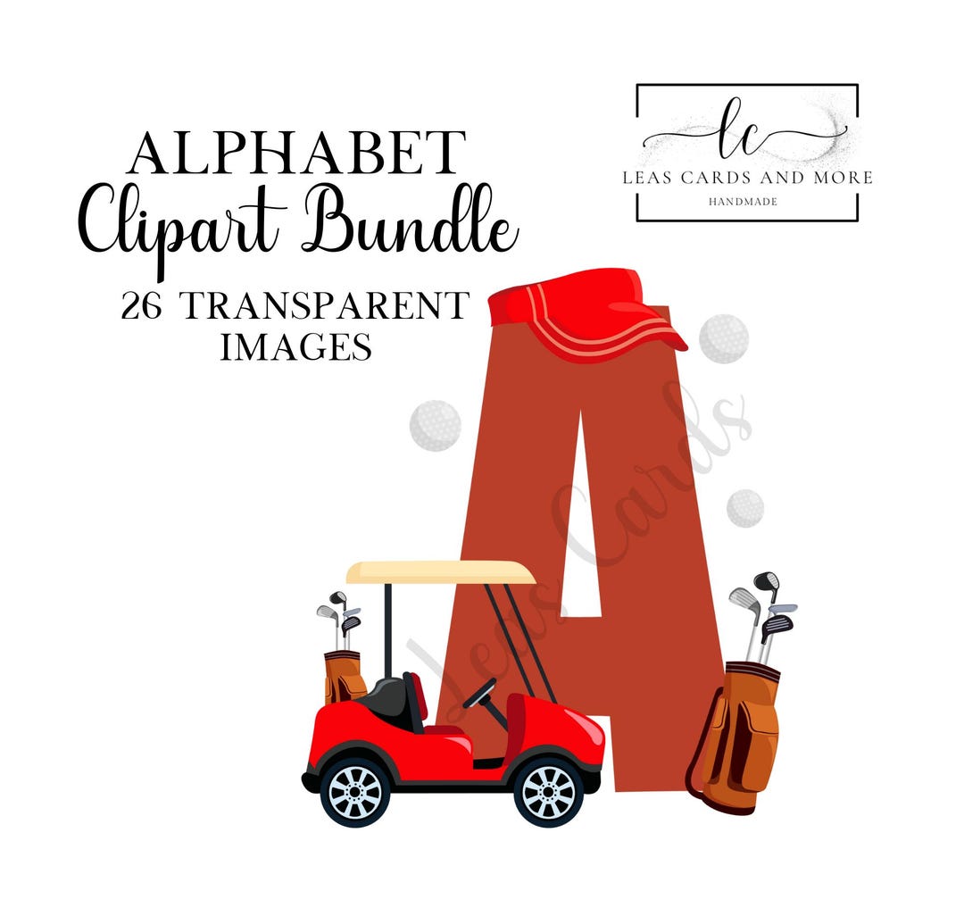 Red Golfing Sublimation Alphabet Clipart *** DIGITAL DOWNLOAD ***, Golf ...