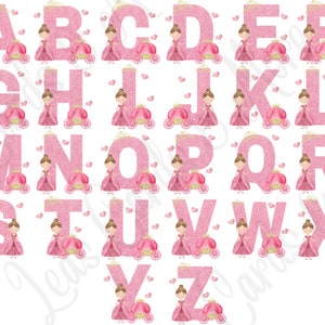 Pink Glitter Princess Full Alphabet A-Z, ***DIGITAL DOWNLOAD ...