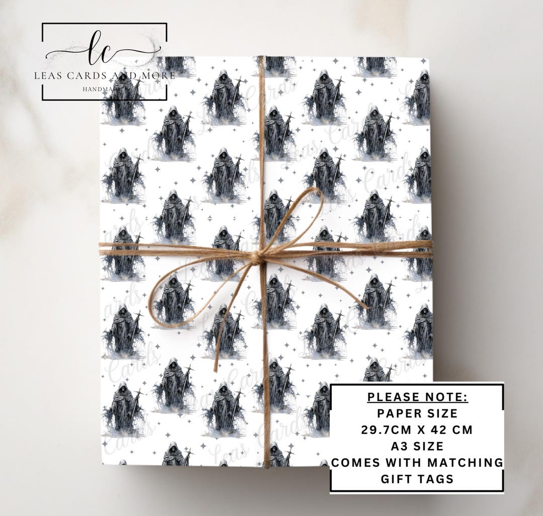Handmade Gothic Grim Reaper A3 Size Wrapping Paper, A3 Grim Reaper Gift ...