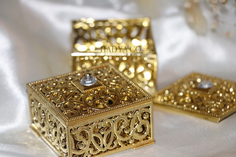 Gold Trinket Box Favours Add Chocolates Macaroons Dates - Etsy