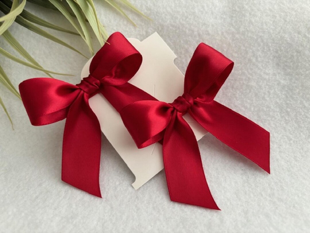 Scarlet Red Satin Pigtail Hair Bow Set - Etsy