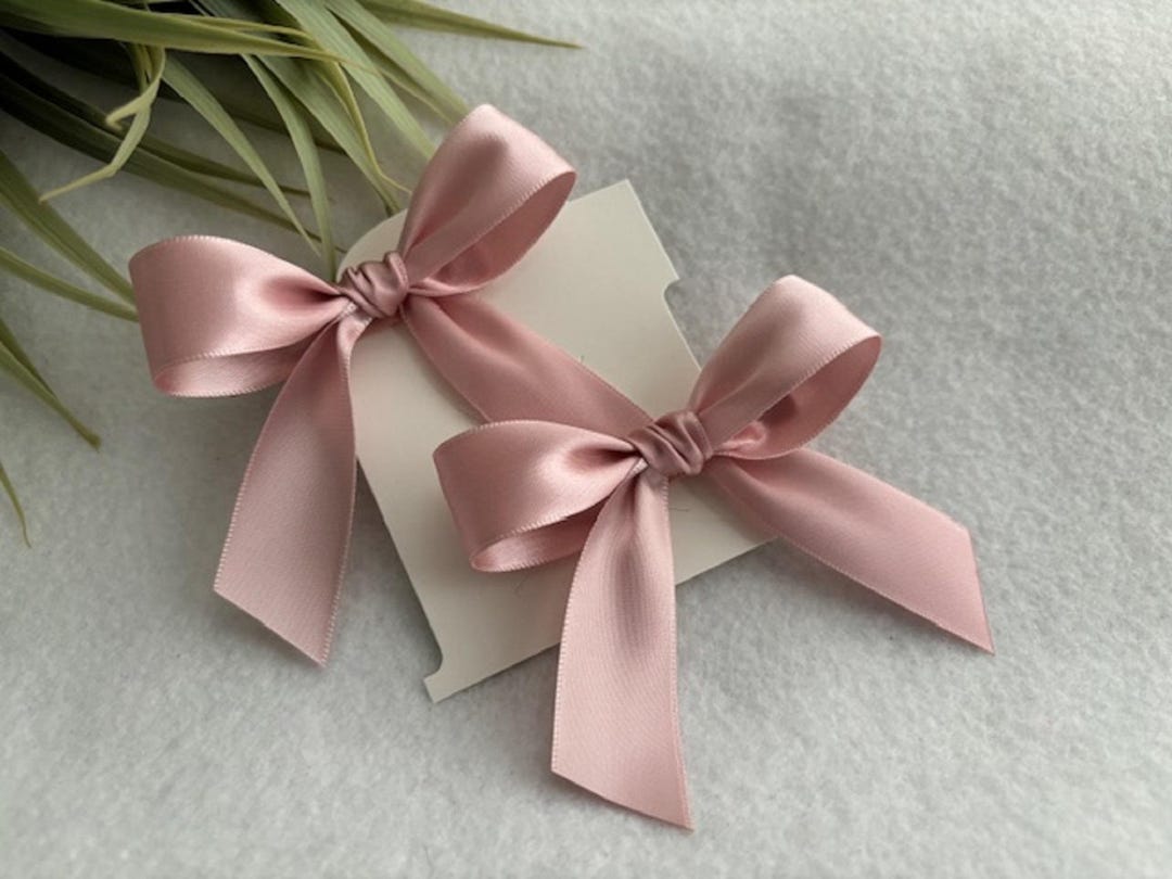Blush Pink Satin Pigtail Hair Bow Set, Baby Hair Bows, Toddler Bows ...