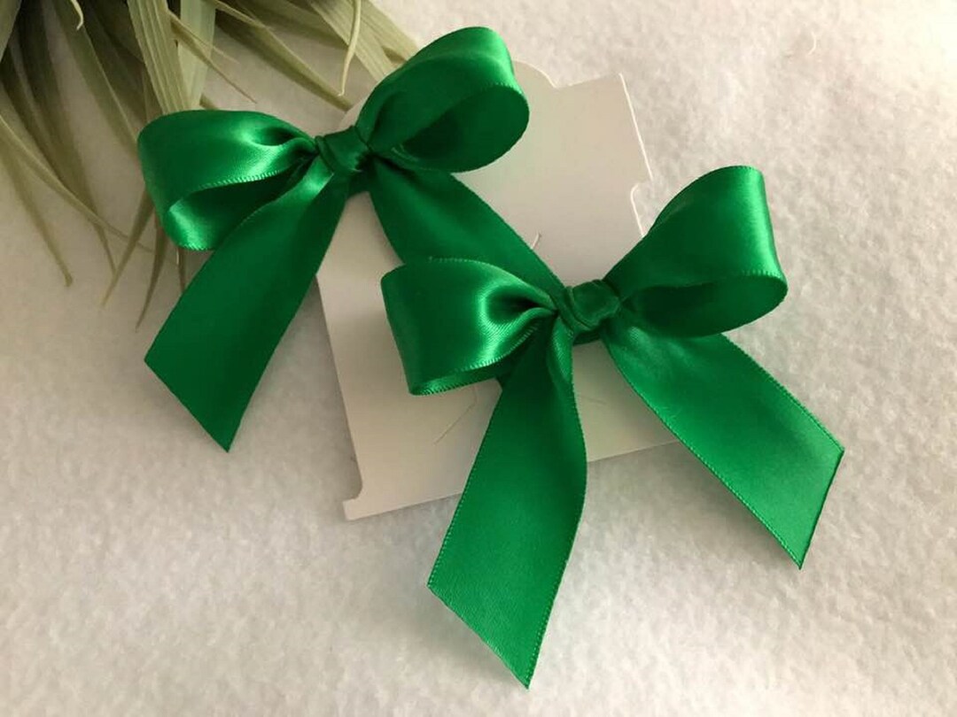 Emerald Green Satin Pigtail Hair Bow Set, Baby Hair Bows, Toddler Bows ...
