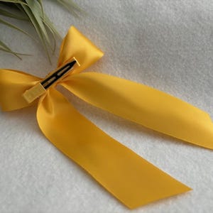 Gold Yellow Satin Long Tail Hair Bow - Etsy