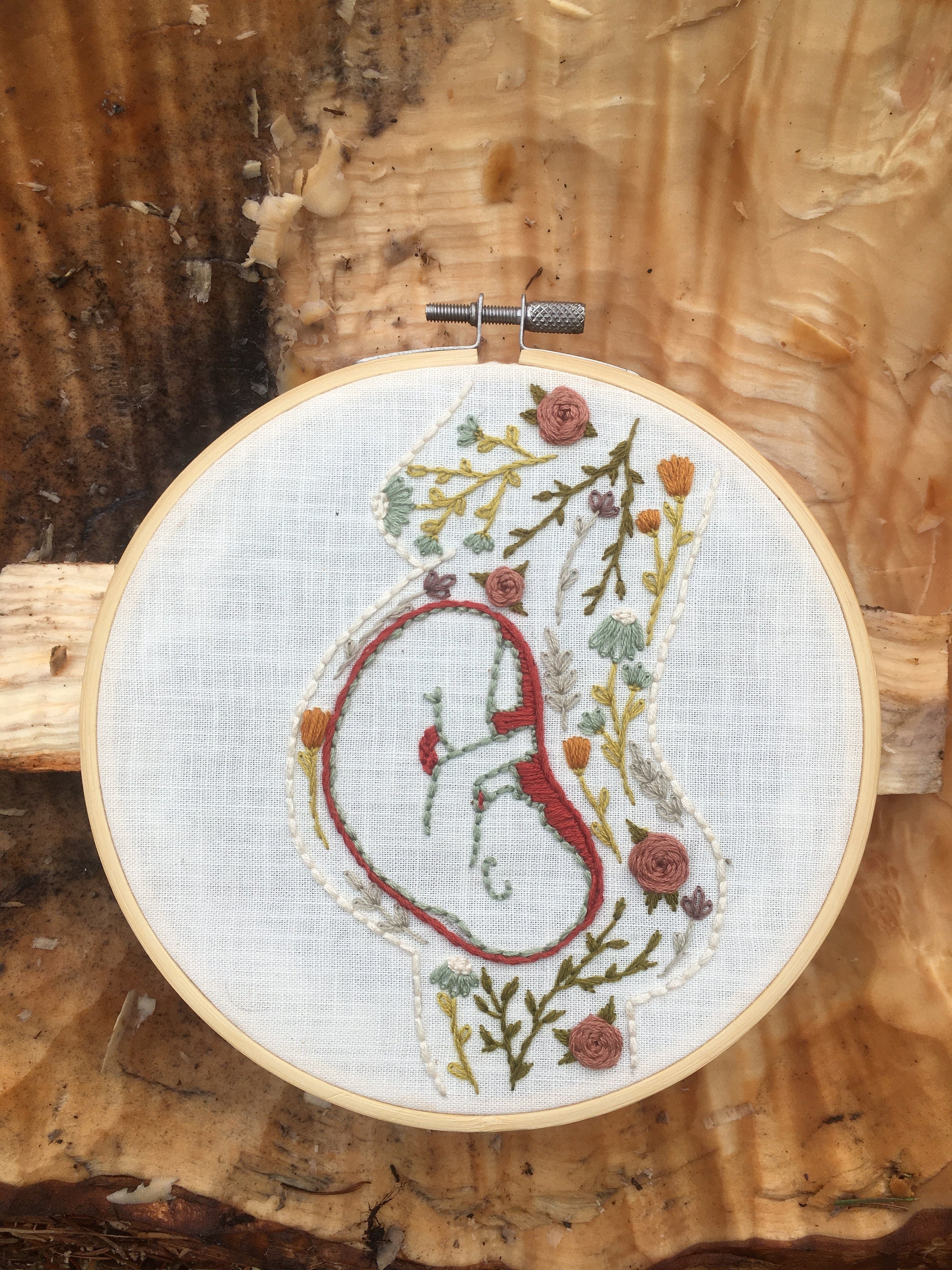Floral Pregnancy Embroidery - Etsy