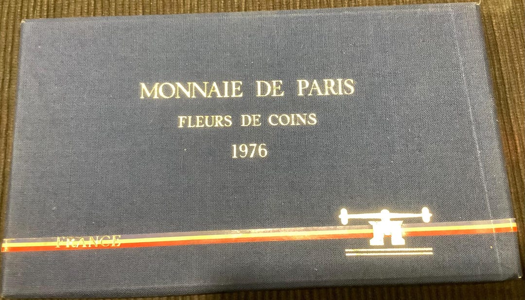 France Paris Mint 1976 Fleurs De Coins Set Including Large Silver 50 ...