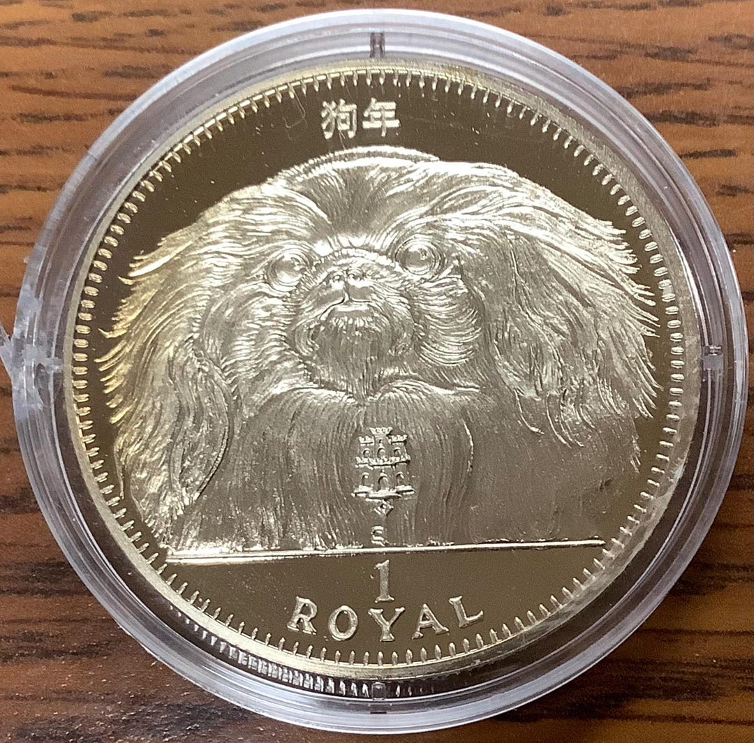 Gibraltar 1994 One Royal (crown) Royal Pekingese Coinage With a ...