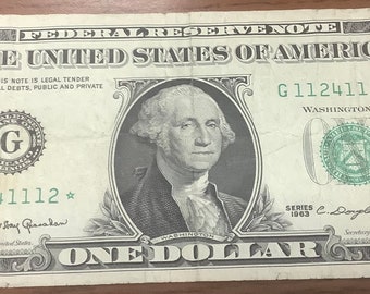 Rare Star Replacement Series of 1963A High Grade Note One 1 Dollar ...