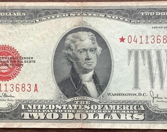 Extremely Rare Series of 1928 C Star Replacement Note Two (2) Dollar ...