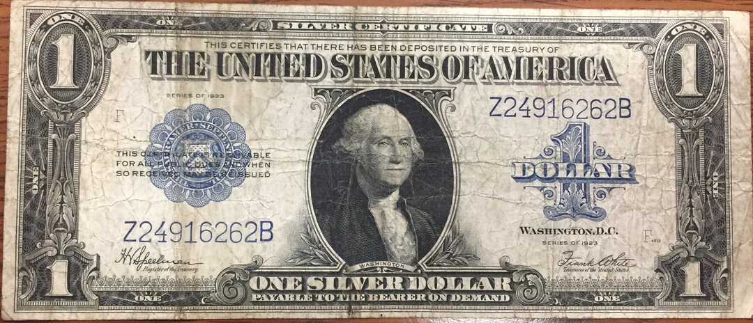Series of 1923 United States One (1) Dollar Large Size Blue Seal Silver ...