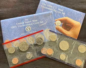 1991 US Treasury Uncirculated Coin Set - Etsy