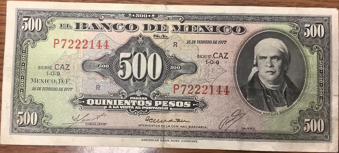 Banco De Mexico 500 Pesos Dated 18 Febrero (february) 1977 Rare High ...
