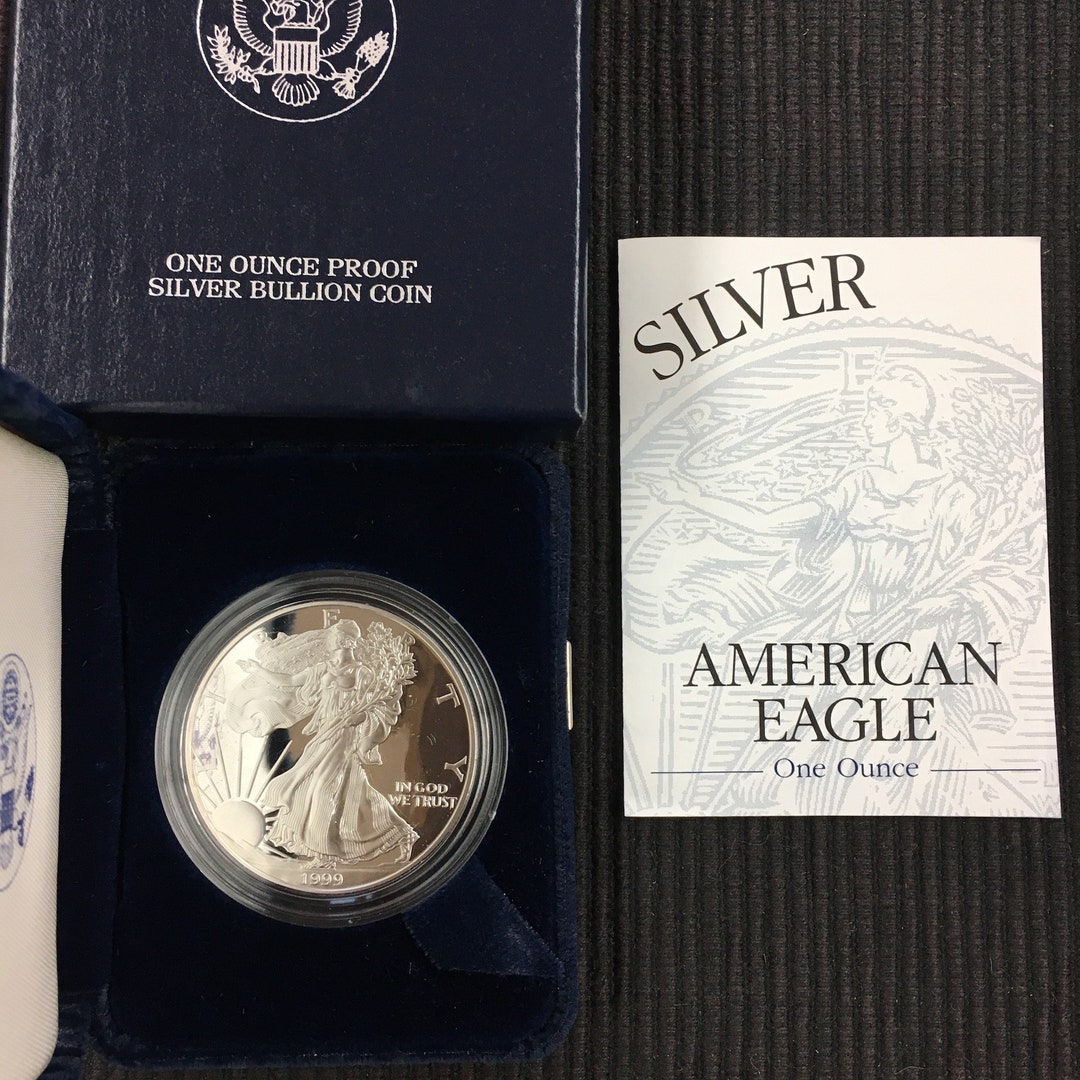 1999 P Proof American Silver Eagle in Original Box With Certificate of Authenticity - Etsy