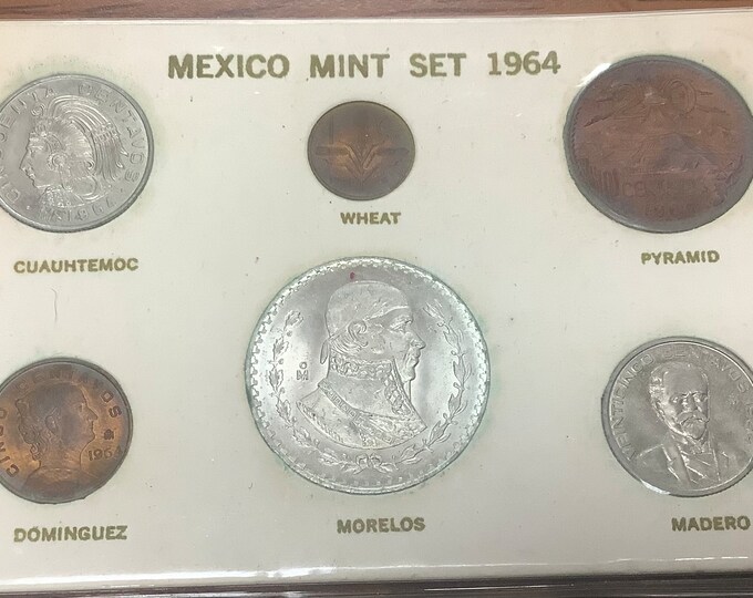 Mexico Mint 1964 Uncirculated Set in Cardboard With Silver Peso - Etsy