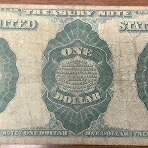 Scarce Series of 1891 United States One (1) Dollar Large Size Treasury ...