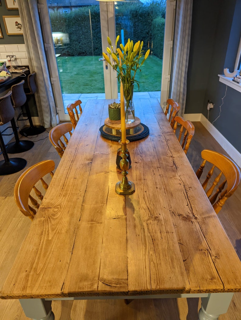 Turned Leg Dining Table Reclaimed Wood Kitchen Table - Etsy UK Turned Leg Dining Table Reclaimed Wood Kitchen Table - Etsy UK