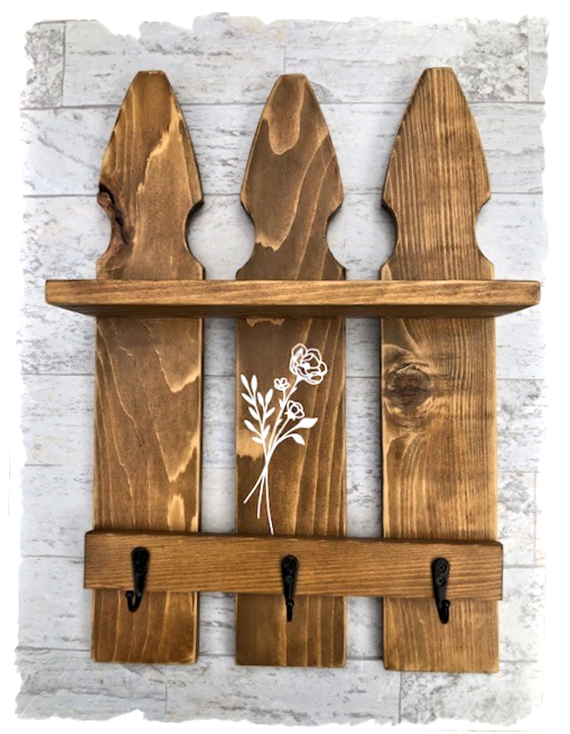 Handcrafted Wood Key Holder With Shelf - Modern Wall Decor - Etsy