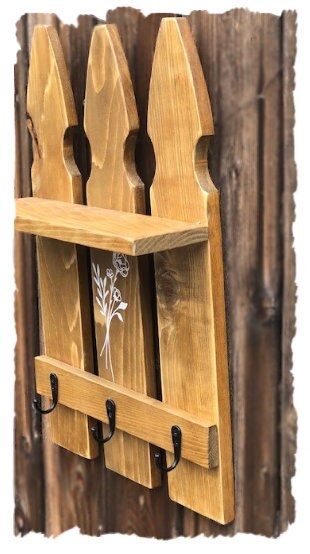 Handcrafted Wood Key Holder With Shelf - Modern Wall Decor - Etsy