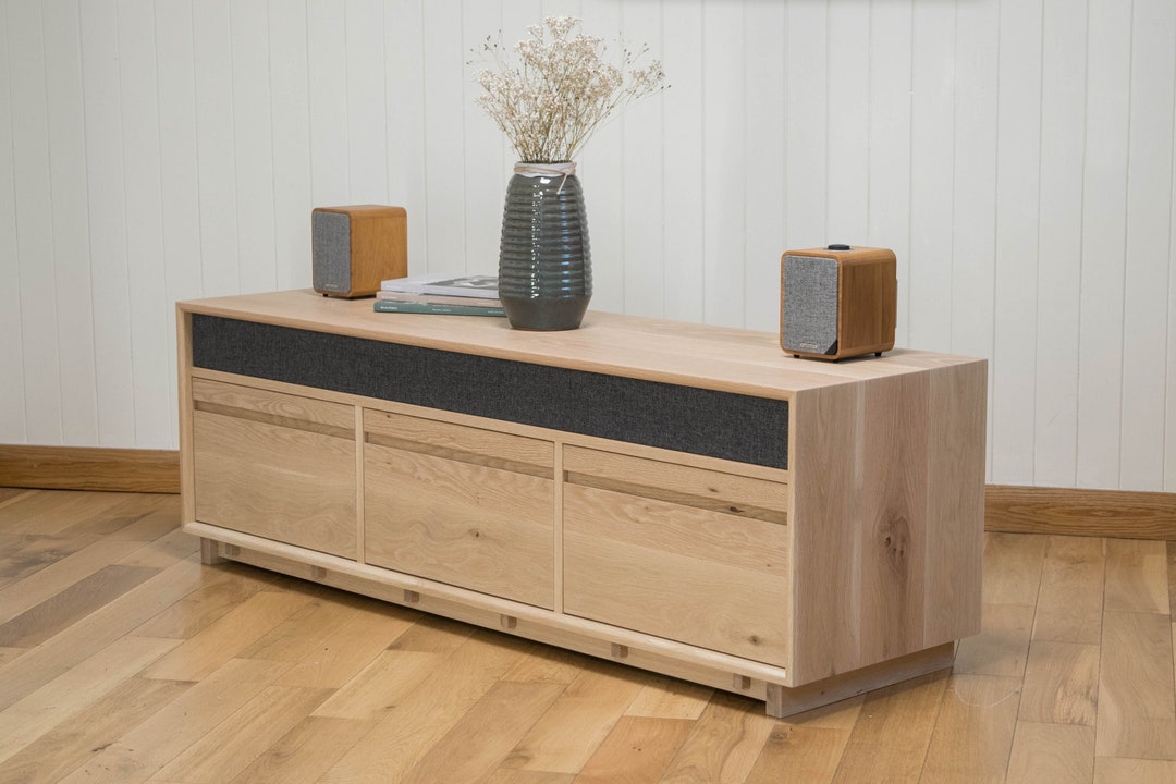 TV Unit White Oak Japandi Media Center, Hi-fi Stand, Console Handmade ...