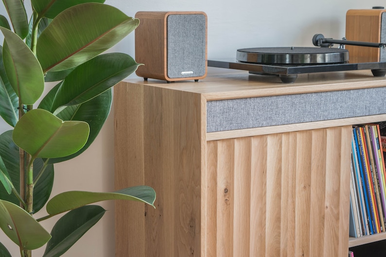 Record Player, Hi-fi Media Cabinet || Handmade Oak With Sliding Door ...